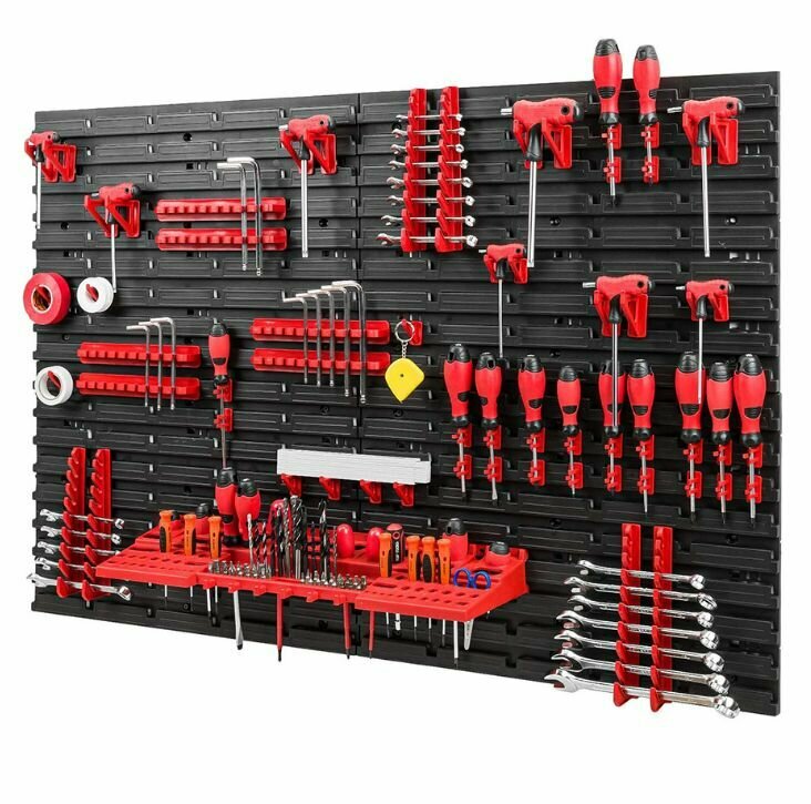 Инструментальная стенка для гаража L / хранение, органайзер инструментов 115 x 78 см