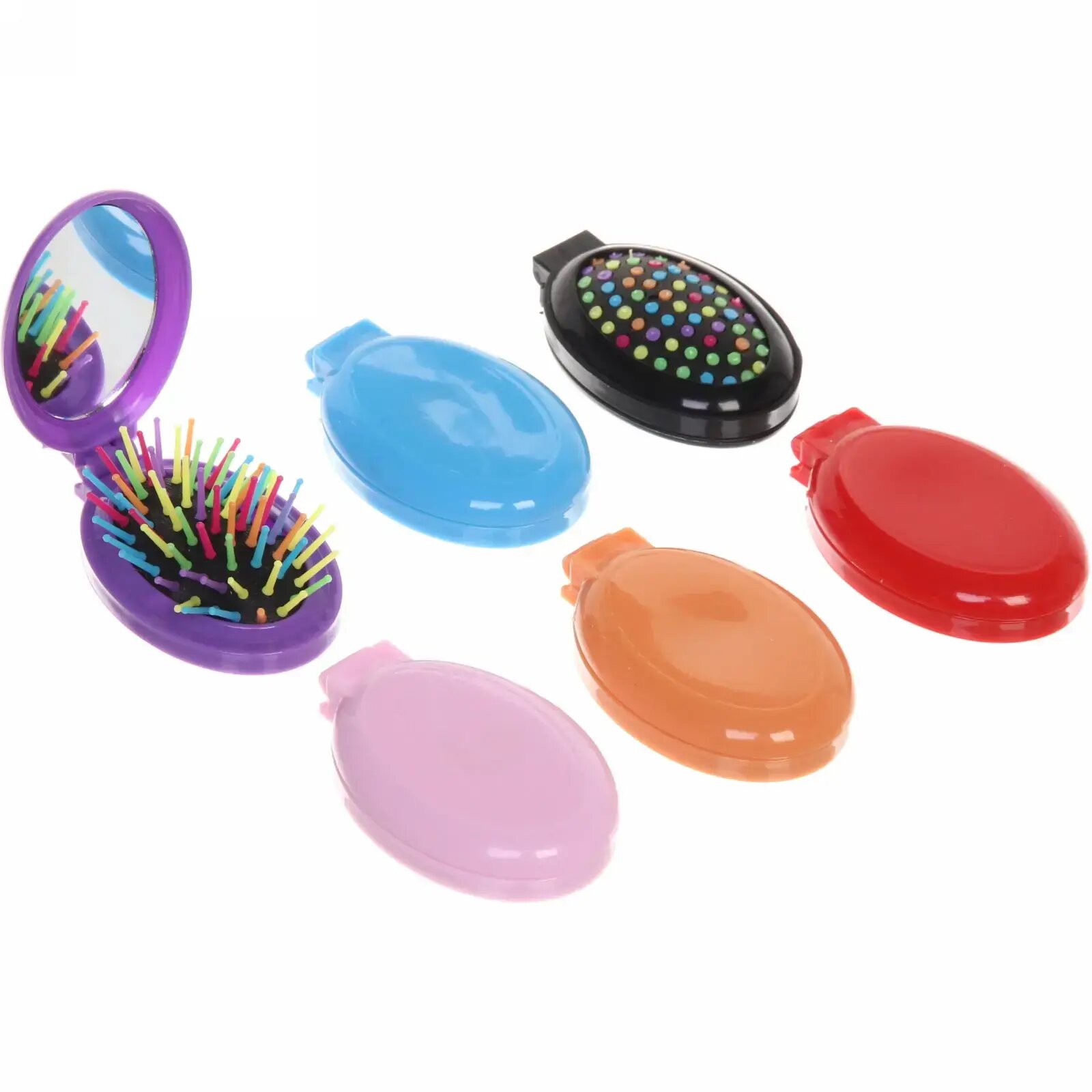 Расческа массажная складная «Your hair style», с зеркалом, 5,4*17см, разноцветный принт, 1 шт.