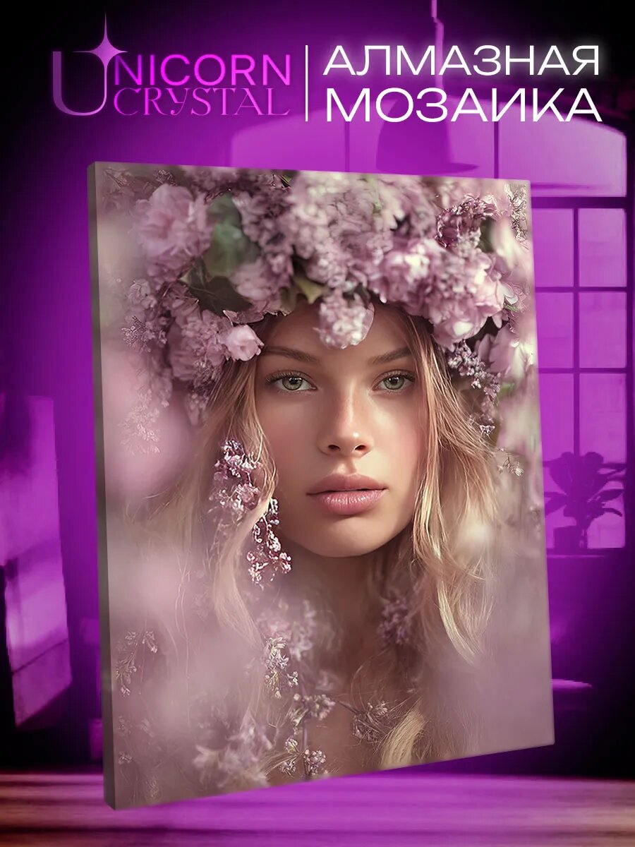 Алмазная мозаика Портрет девушки в венке