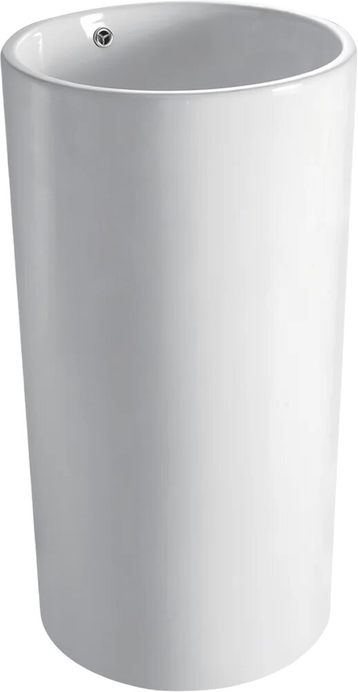 Раковина напольная SantiLine SL-4006 46 напольная, 46 см, без отверстия под смеситель, фаянсовая, раковина для ванной, белая, круглая, со сливом-переливом