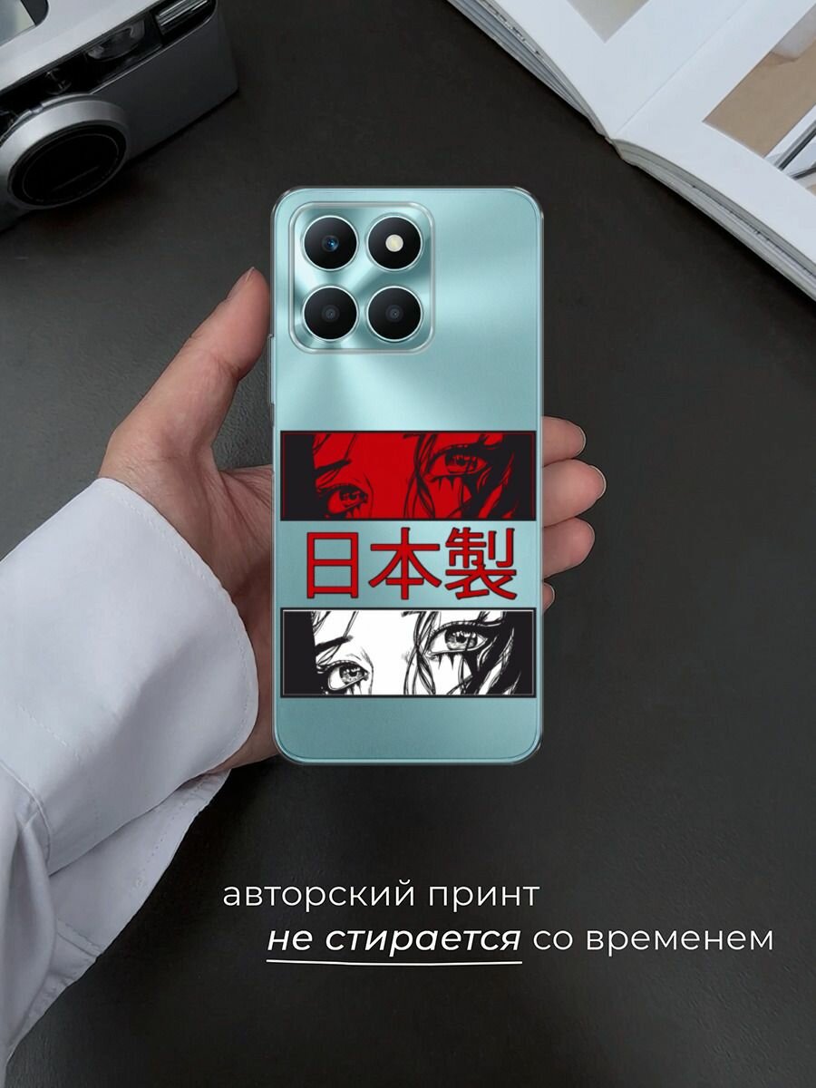 Чехол на Honor X6A / Хонор X6A с принтом "Аниме глаза манга", прозрачный — фото 1