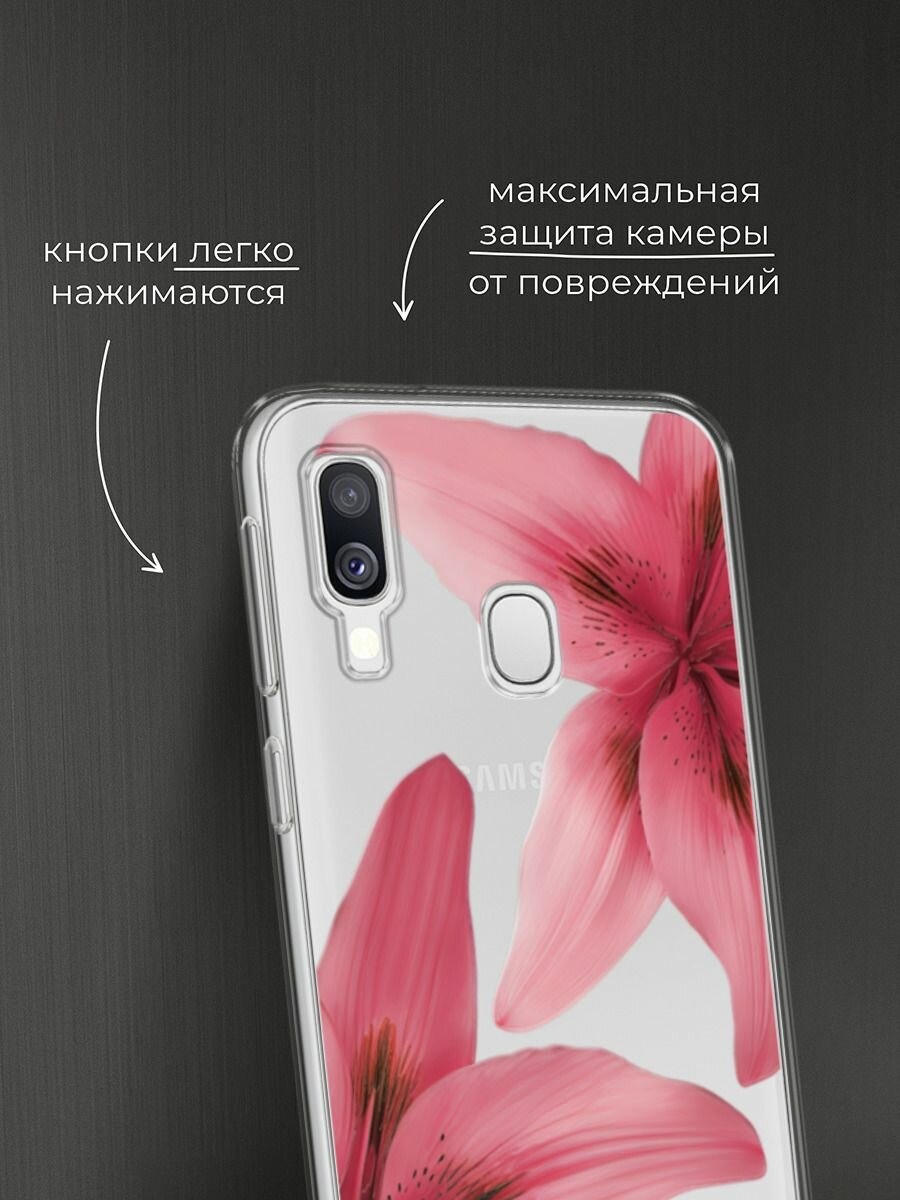 Чехол на Samsung Galaxy A40 / Самсунг Галакси А40 с принтом "Pink flower" — фото 1