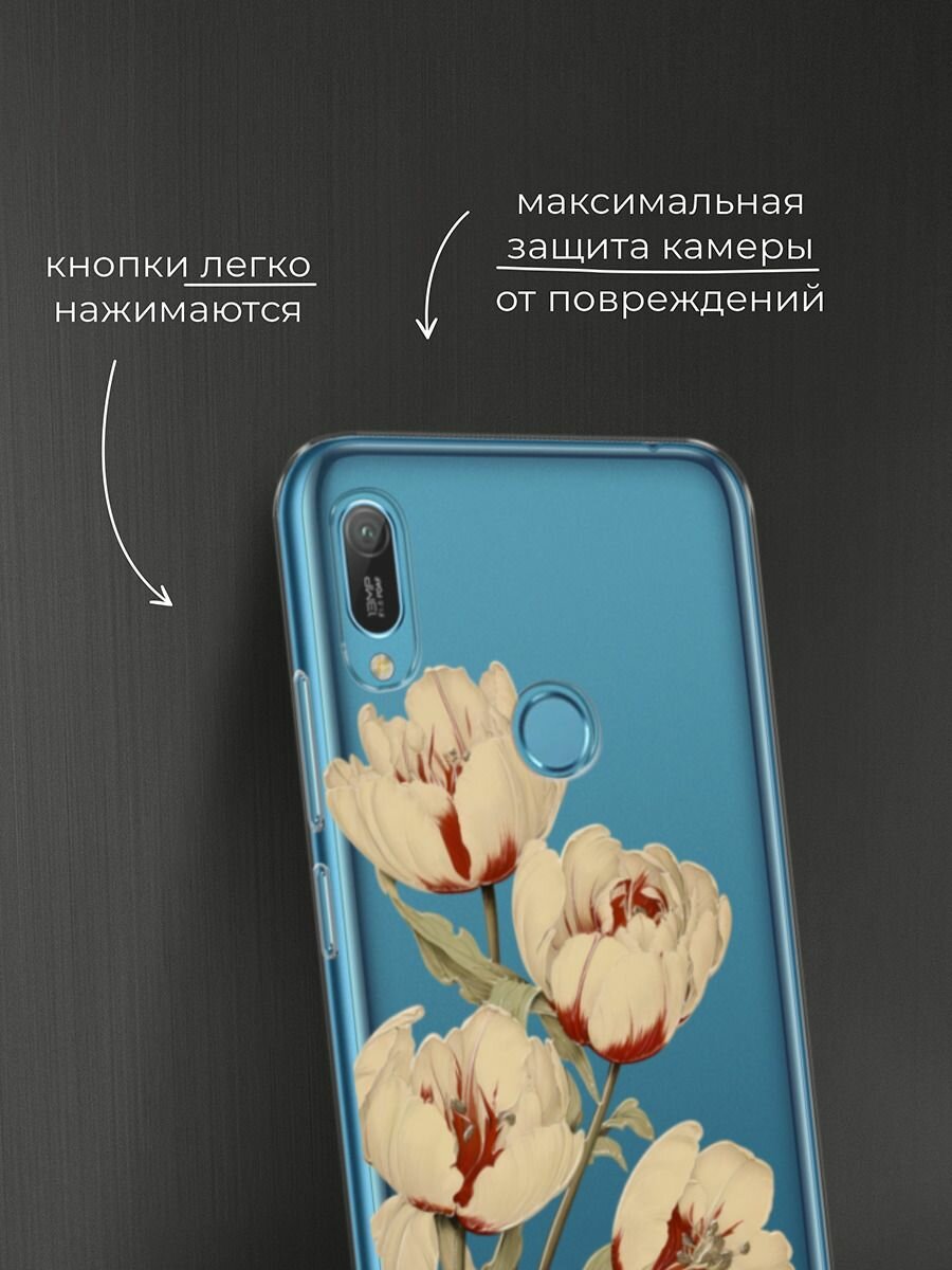Чехол на Honor 8A/8A Pro/Huawei Y6s/Y6 2019 / Хонор 8А с принтом "Бежевые бутоны" — фото 1