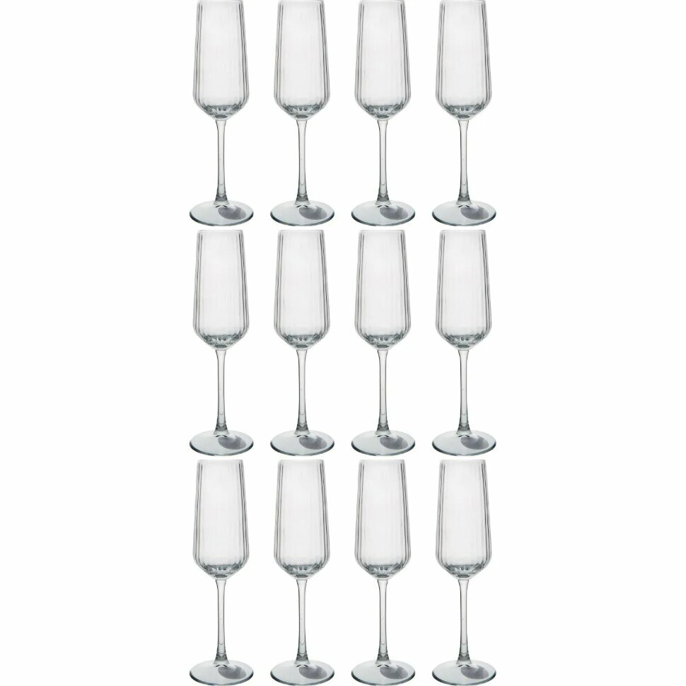 Набор бокалов для шампанского аллегра оптик 195 мл 12шт, 2380117