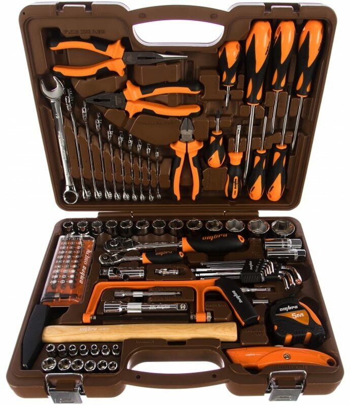 Ombra OMT101S Универсальный набор инструмента торцевые головки и аксессуары к ним, 101 предмет 55006