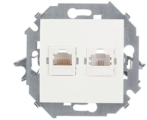 Розетка компьютерная/ телефонная Simon 15 встраиваемая белая RJ11/ RJ45 (1591590-030)