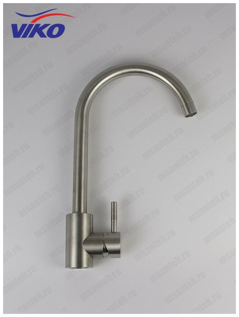 Смеситель для кухни VIKO V-4404, нержавеющая сталь, сатин, керамический картридж
