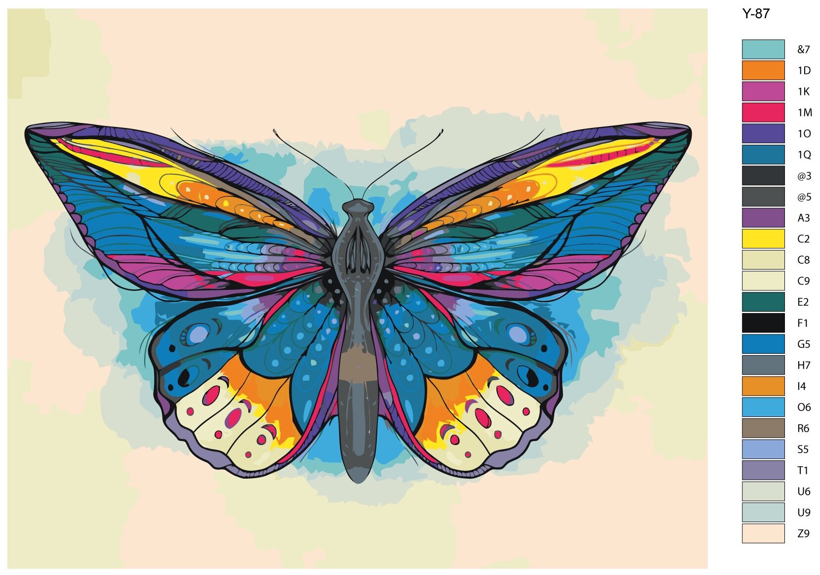 Картина по номерам Y-87 " Бабочка " 40х50