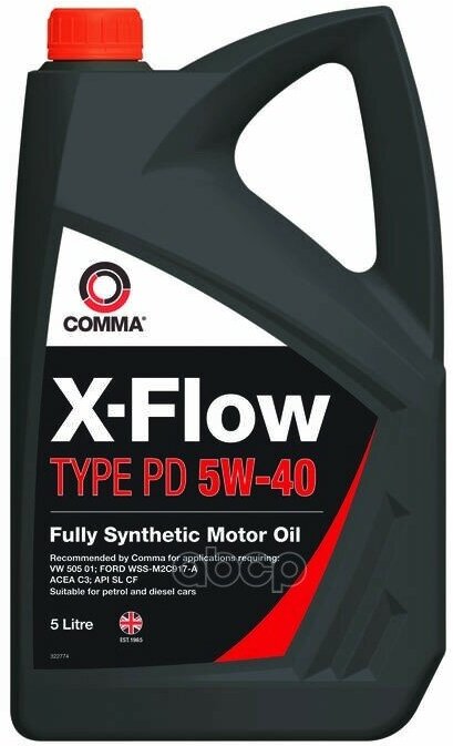 COMMA Масло моторное X-FLOW TYPE PD 5W-40 (ACEA C3 API SL CF) 5л