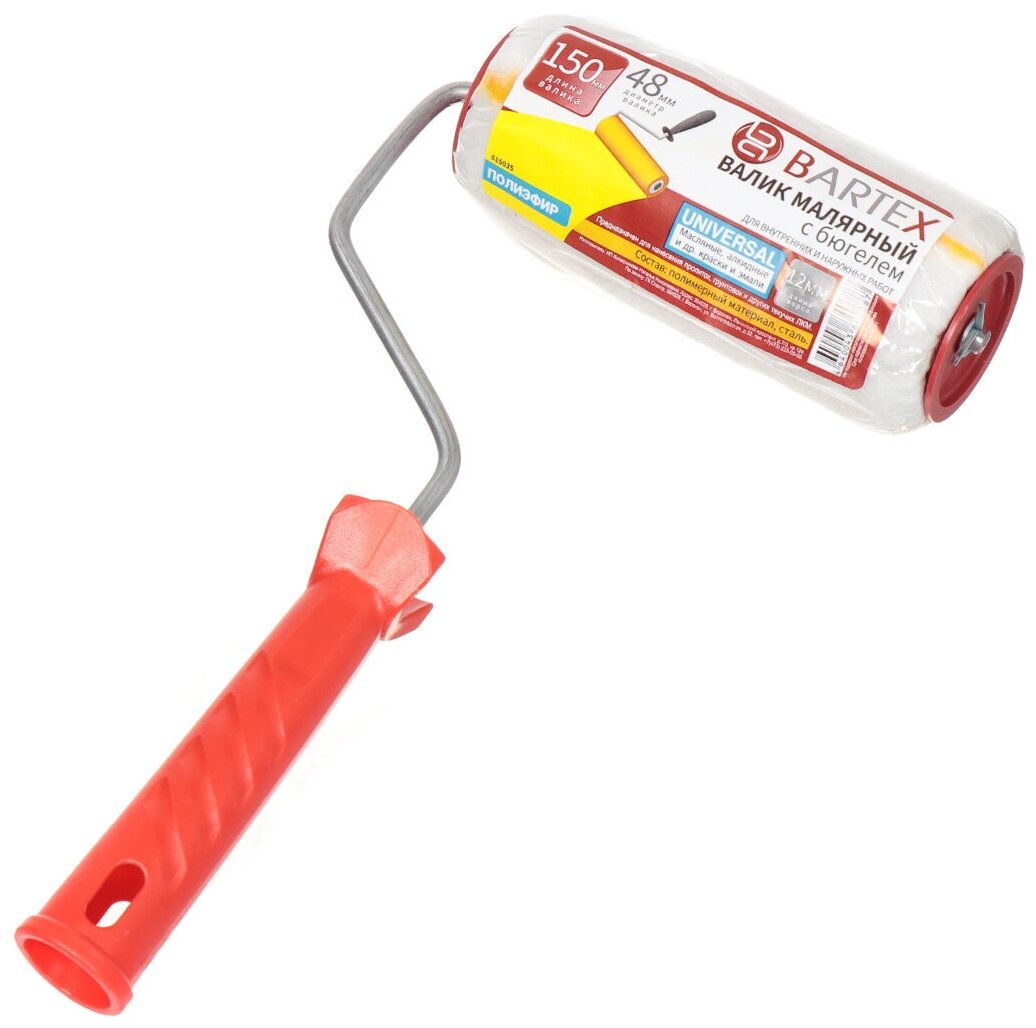 Валик малярный Bartex, полиэфирное волокно, 150 мм, с бюгелем, 615035