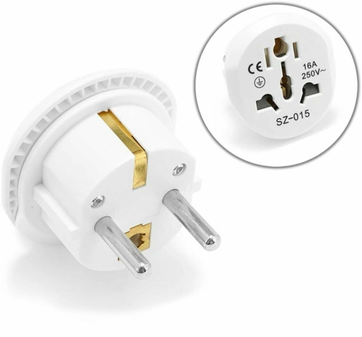 Адаптер для штепсельной вилки европейского стандарта переходник White