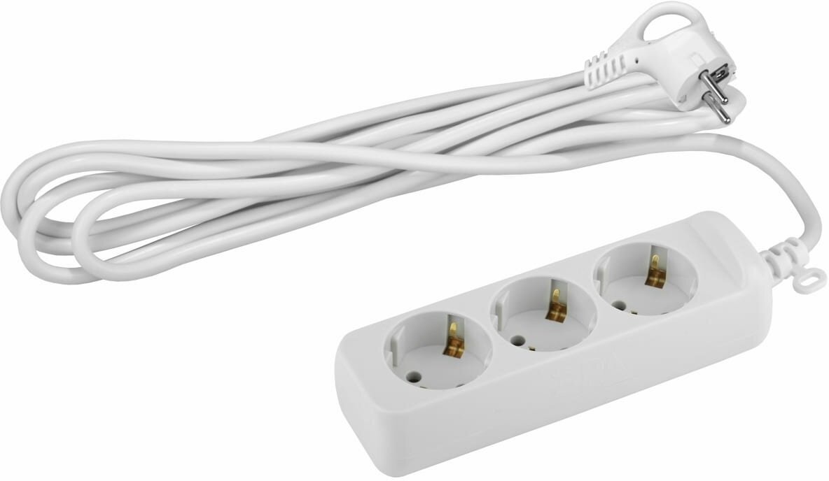 ЭРА U-3e-10m Удлинитель с заземлением 10 м, 3 гнезда, 3х1мм2, кабель ПВС, 16 А, Россия