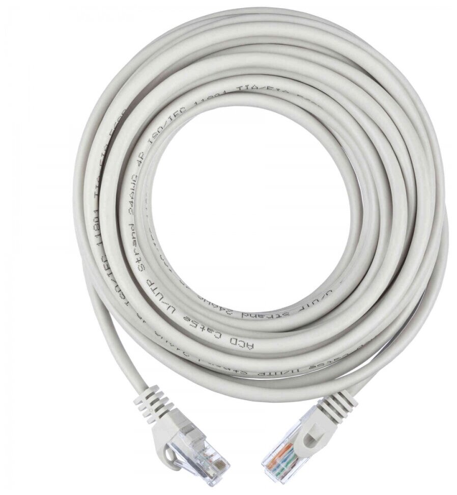 Патч-корд ACD-LPU5E-75A Cat5e UTP 24AWG 4Pair, 7/0.18мм CCA Серый, 7.5м