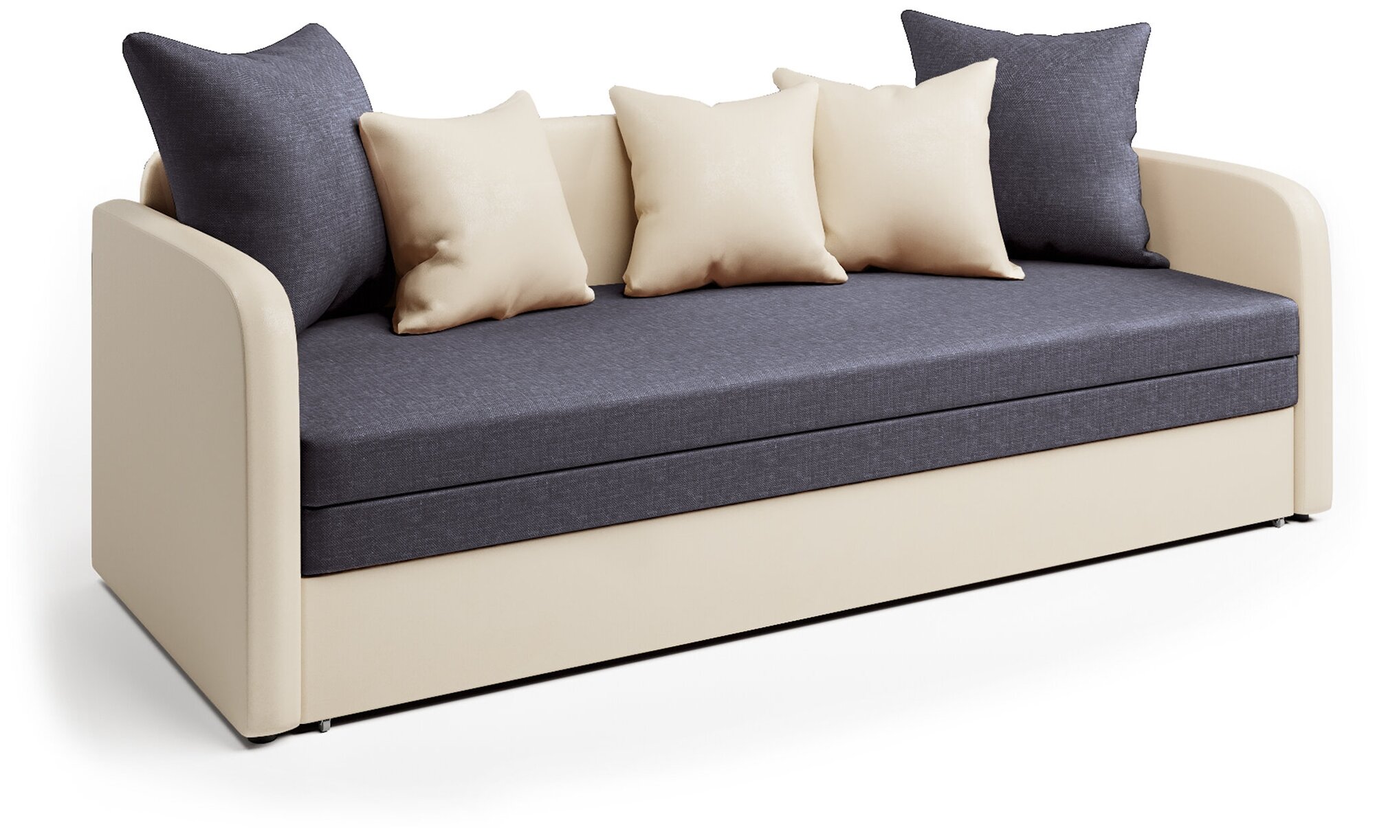 Диван софа Трио экокожа беж и серая рогожка