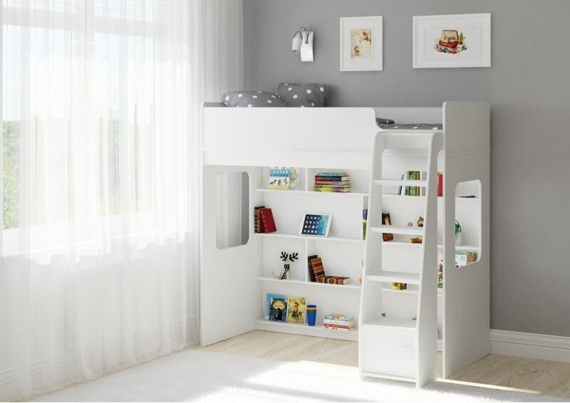 Кровать чердак Легенда C601.1 белый спальное место 175х80 см