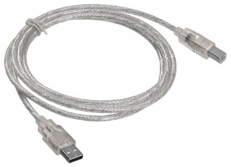 Кабель Buro USB2.0-AM/BM-Trans USB A(m) USB B(m) 1.8 м, прозрачный