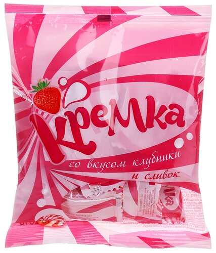 KDV Карамель Кремка со вкусом клубники и сливок, 500 г, пакет — купить ...