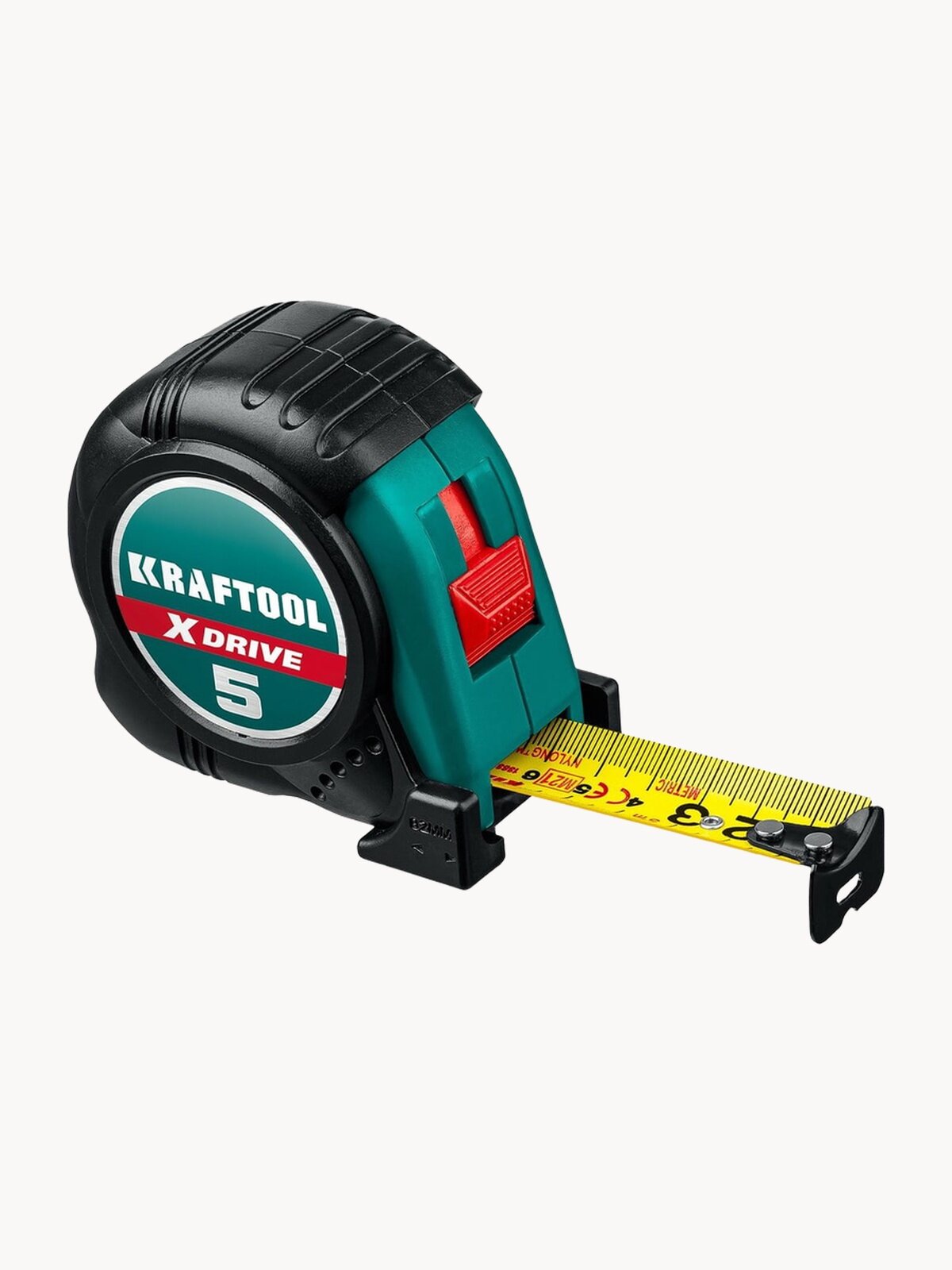 Рулетка KRAFTOOL X-Drive 5м/25мм с ударостойким обрезиненным корпусом 34122-05-25_z02, пластиковый, 5 м, 25 мм