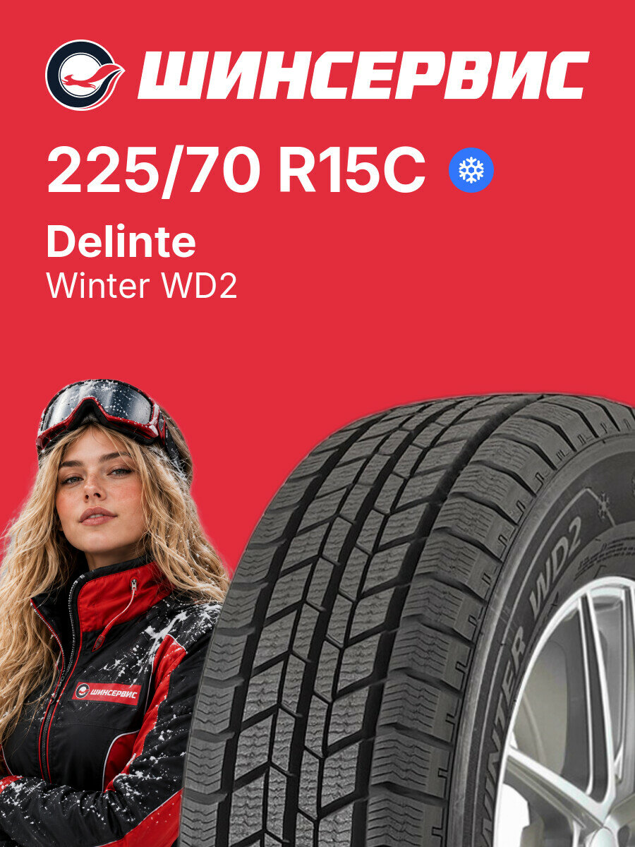 Зимняя нешипованная шина Delinte Winter WD2 225/70 R15C 112/110 S, зимняя автомобильная резина
