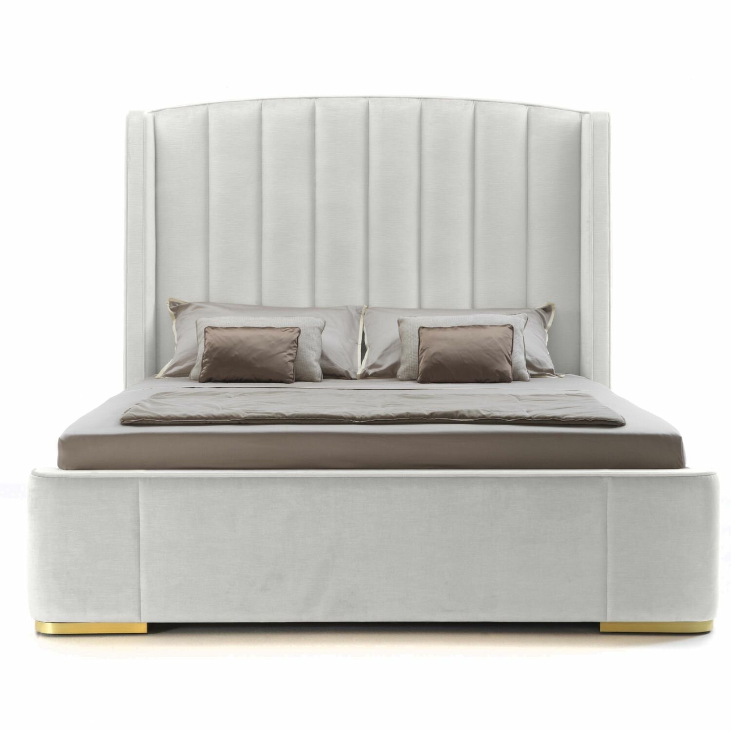 Двуспальная кровать Madison 200х200, высокое изголовье, с подъемным механизмом и ящиком для белья, белый