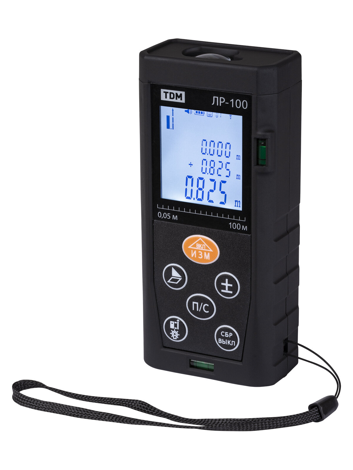 Лазерная рулетка ЛР-100, дальность 100м, подсветка, IP54 Алмаз (SQ1018-0203)