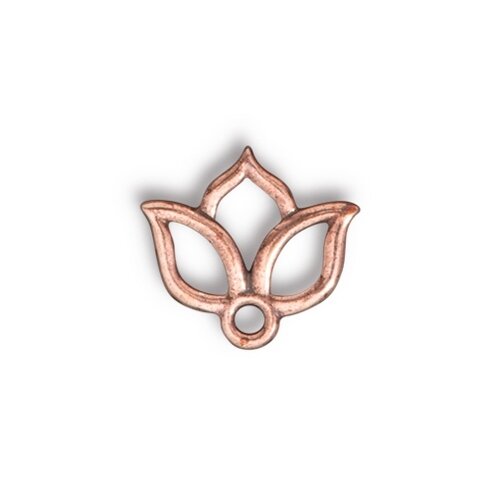 Подвеска, 14х13х1.4мм, TierraCast, стилизованный лотос, базовый материал - оловянный сплав, медный с чернением, 2 шт.