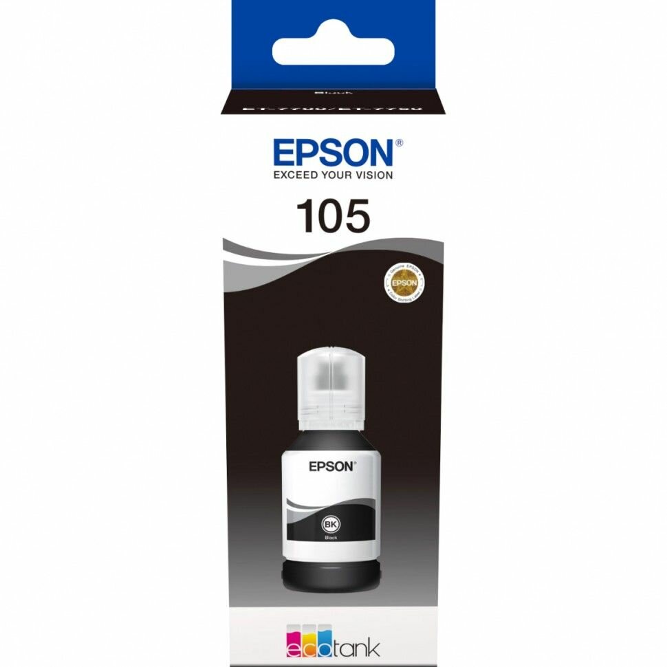 Чернила EPSON 105 Black (C13T00Q140), официальная комплектация и гарантия