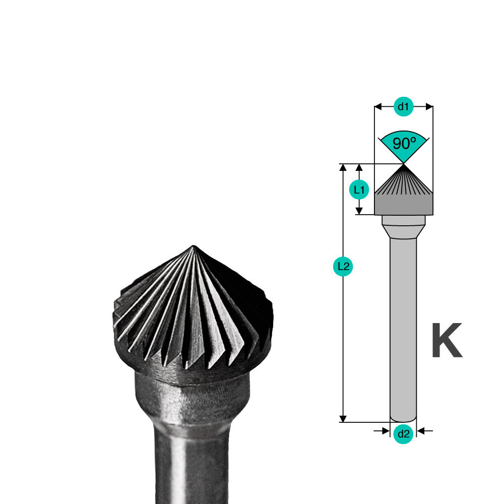 Бор-фреза твердосплавная по металлу (Коническая 90°) K1206M06 TORGWIN T428978
