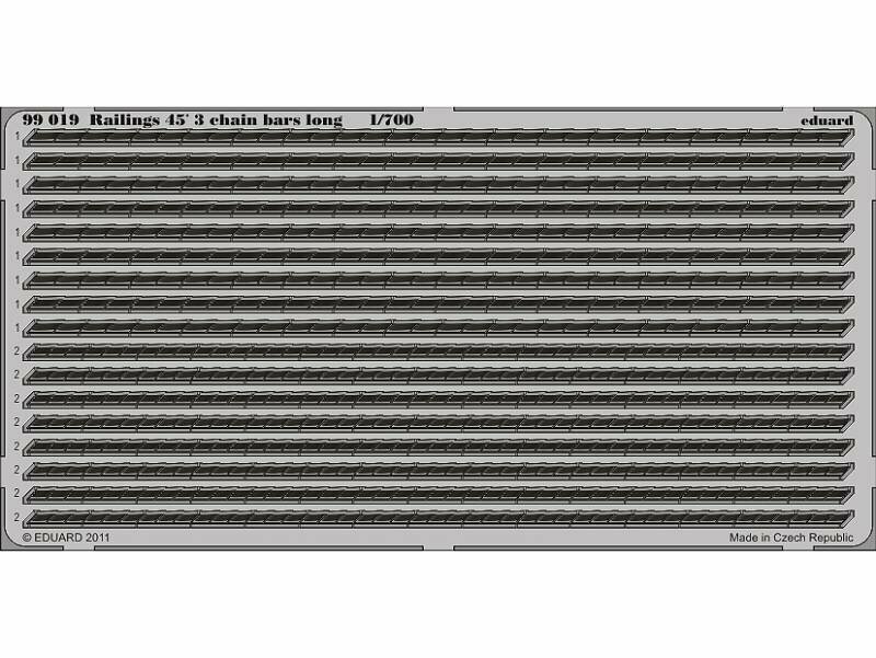 Фототравление 3-х леерное цепное ограждение под углом 45´ длинное. Масштаб 1:700