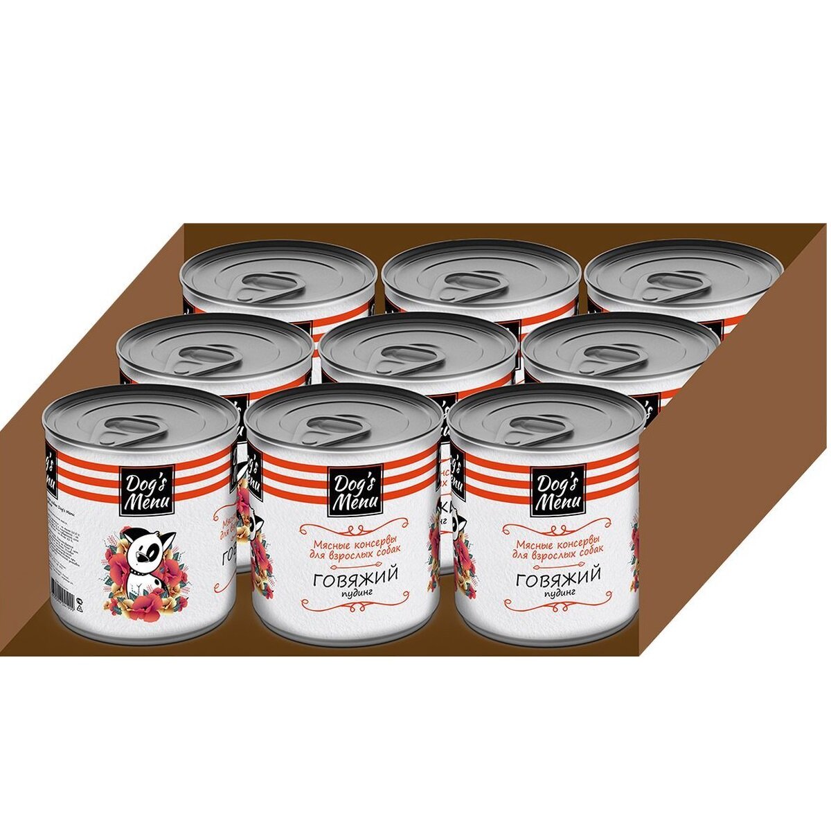 Dog`s Menu консервы для собак Говяжий пудинг 750 г*9 штук