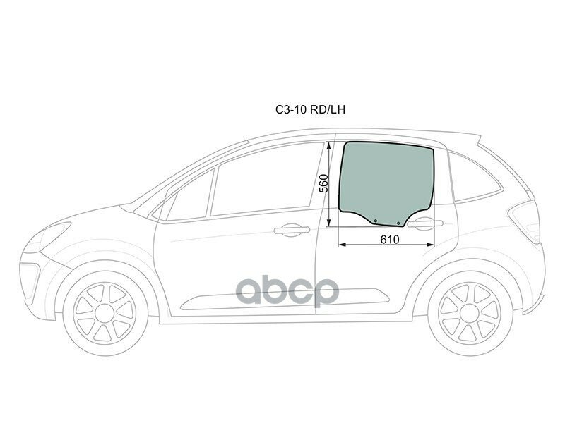 Стекло заднее левое опускное XYG арт. C310RDLH