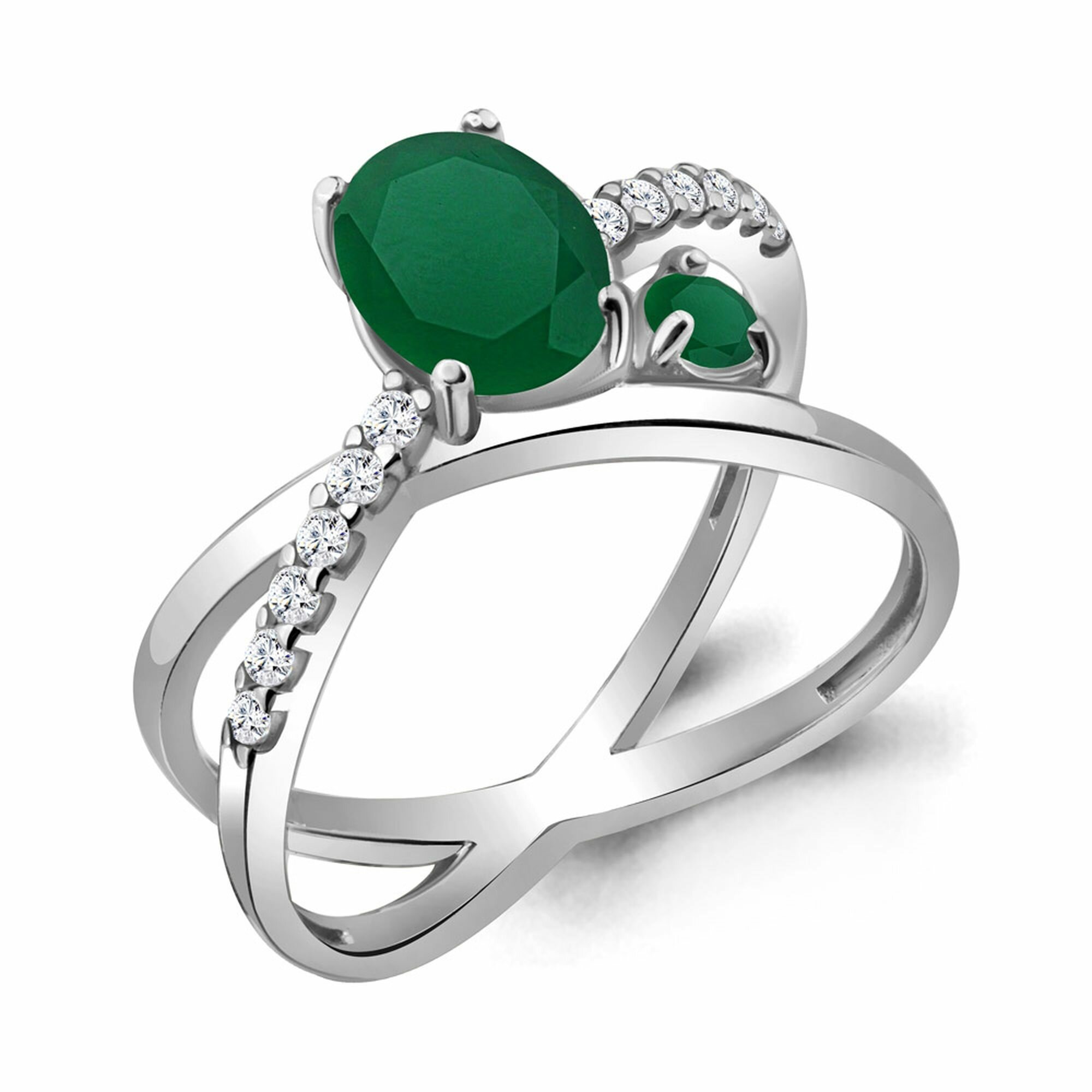 Кольцо дорожка, серебро, 925 проба, родирование, агат, фианит