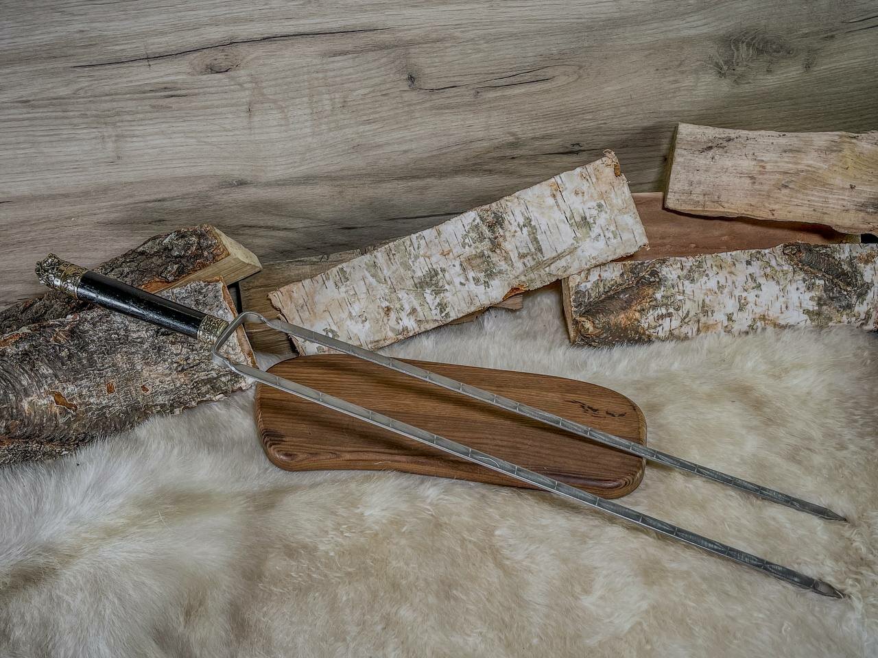 Двойной шампур для курицы Бронза