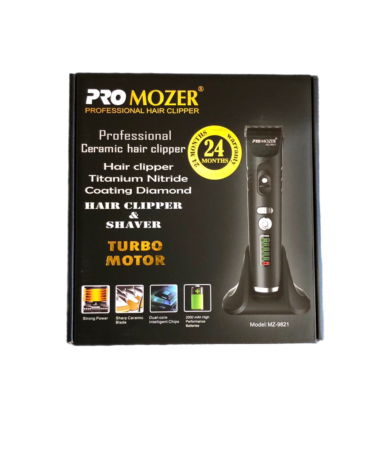 Машинка для стрижки ProMozer MZ-9821, автономная/от сети, 0.2–12мм, керамические и металические лезвия