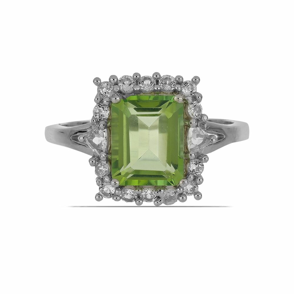 Кольцо, серебро, 925 проба, родирование, топаз, кварц