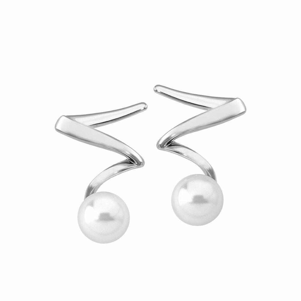 Серьги, серебро, 925 проба, родирование, жемчуг