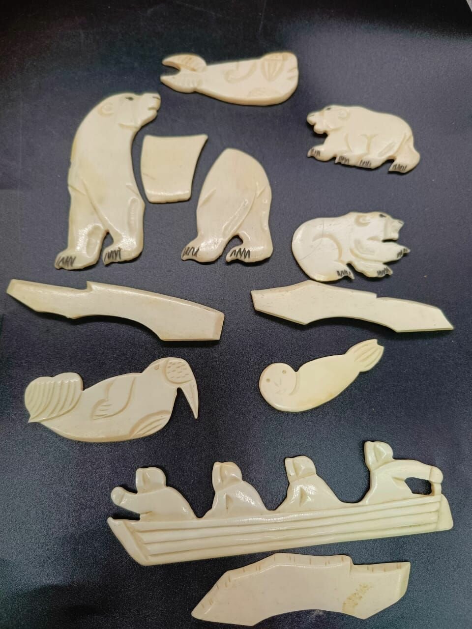 Набор фигурок из кости винтажный советский, СССР