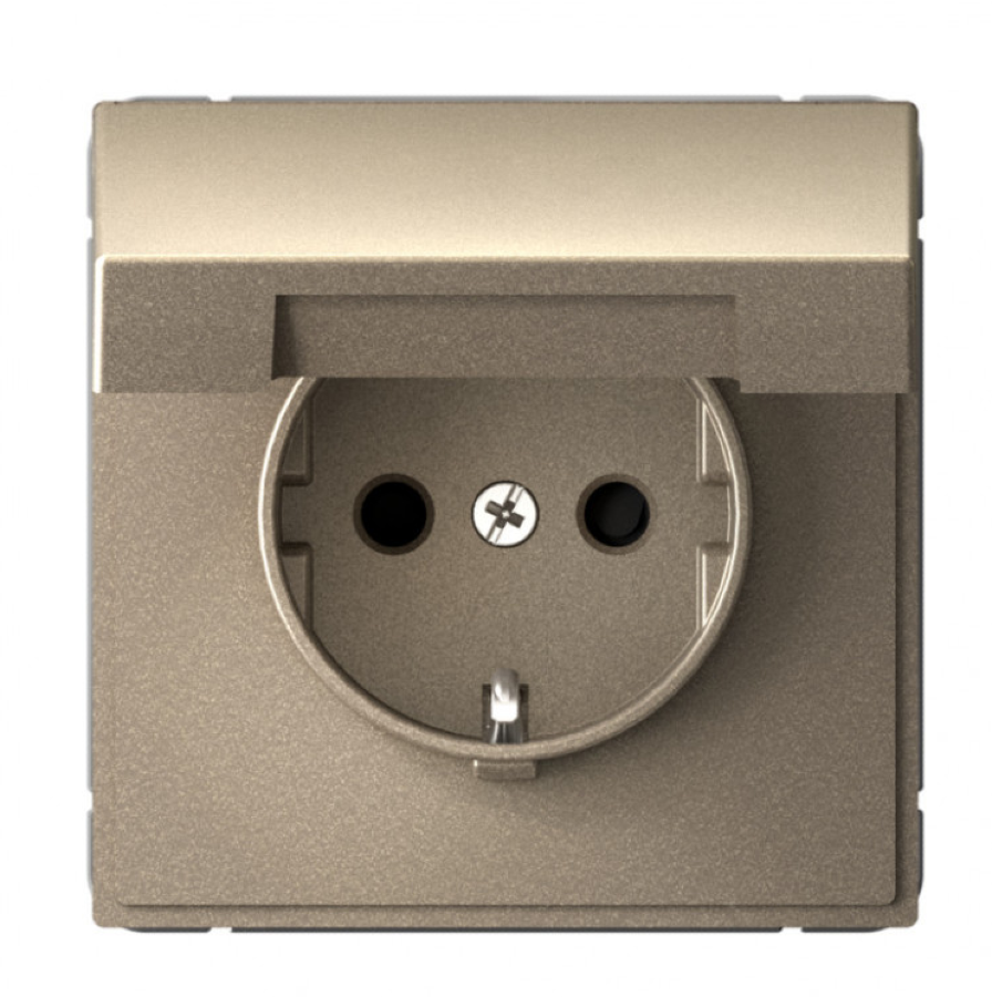 Розетка силовая штепсельная Systeme Electric / Систем Электрик ArtGallery, 16А IP20 шампань, быстрозажимные клеммы, с заземляющими контактами, шторками и крышкой, GAL000546S / электрооборудование