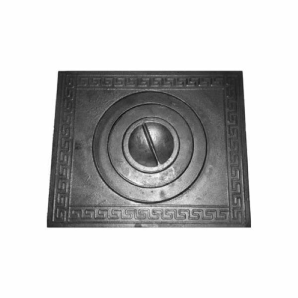 Плита чугунная печи 410х340мм 1 конфорка составная из 3 частей П1-3М Тверь орнамент по краям