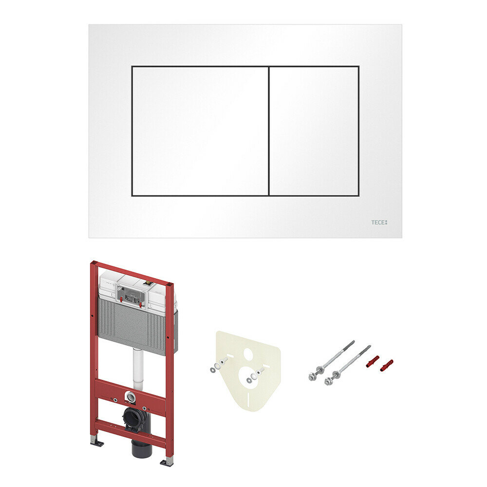 Инсталляция Tece base 2.0 для подвесного унитаза с кнопкой белой со звукоизоляцией (9400413)