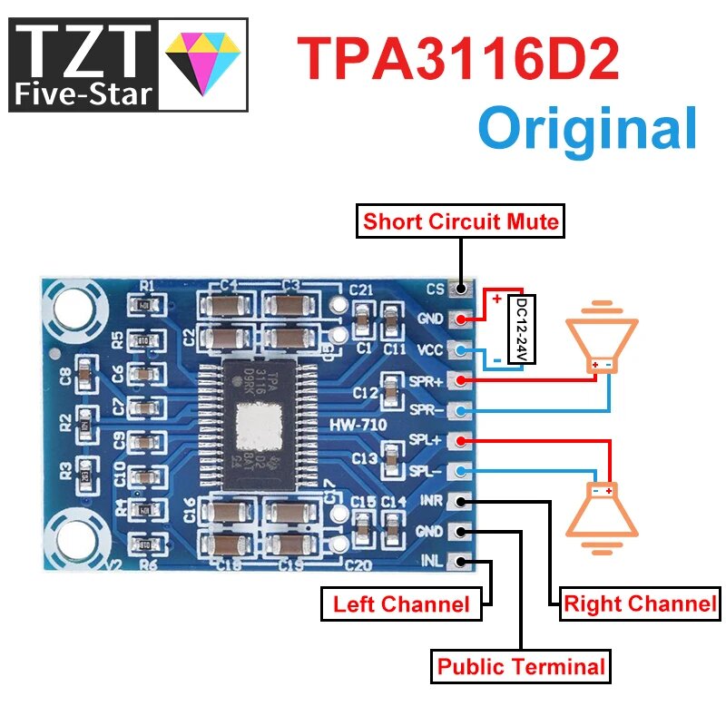 Цифровой усилитель GREATZT XH-M562 50 Вт + 50 Вт