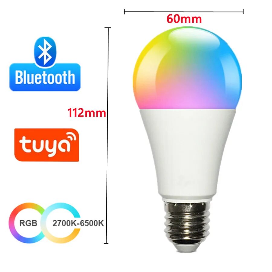 Муунн умная светодиодная лампа E27 Bluetooth 15Вт RGB+CW+WW AC 100-265V