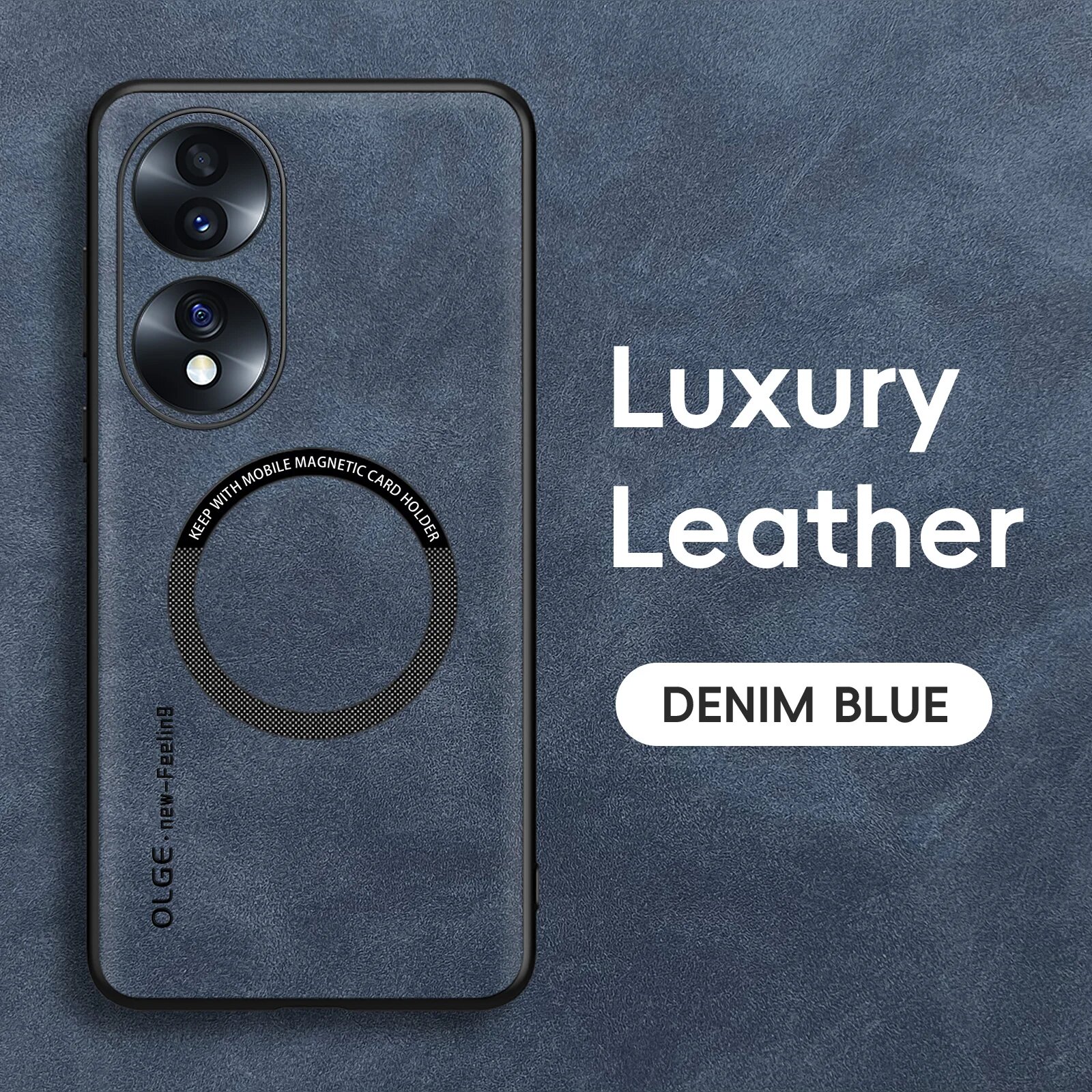 Магнитный кожаный мягкий чехол в стиле ретро для Honor 70 90 50 Honor 70 Honor Синий, For Honor 90