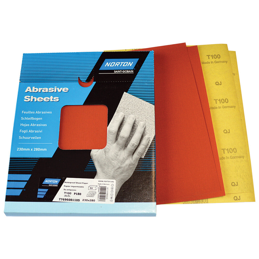 20шт - бумага абразивная "по-мокрому" Р 180 230х280мм T100 NORTON