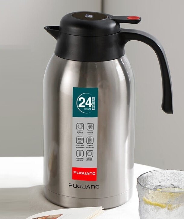 Термокувшин Fuguang, 304 нержавеющая сталь, с датчиком температуры, 2,2 л, grey