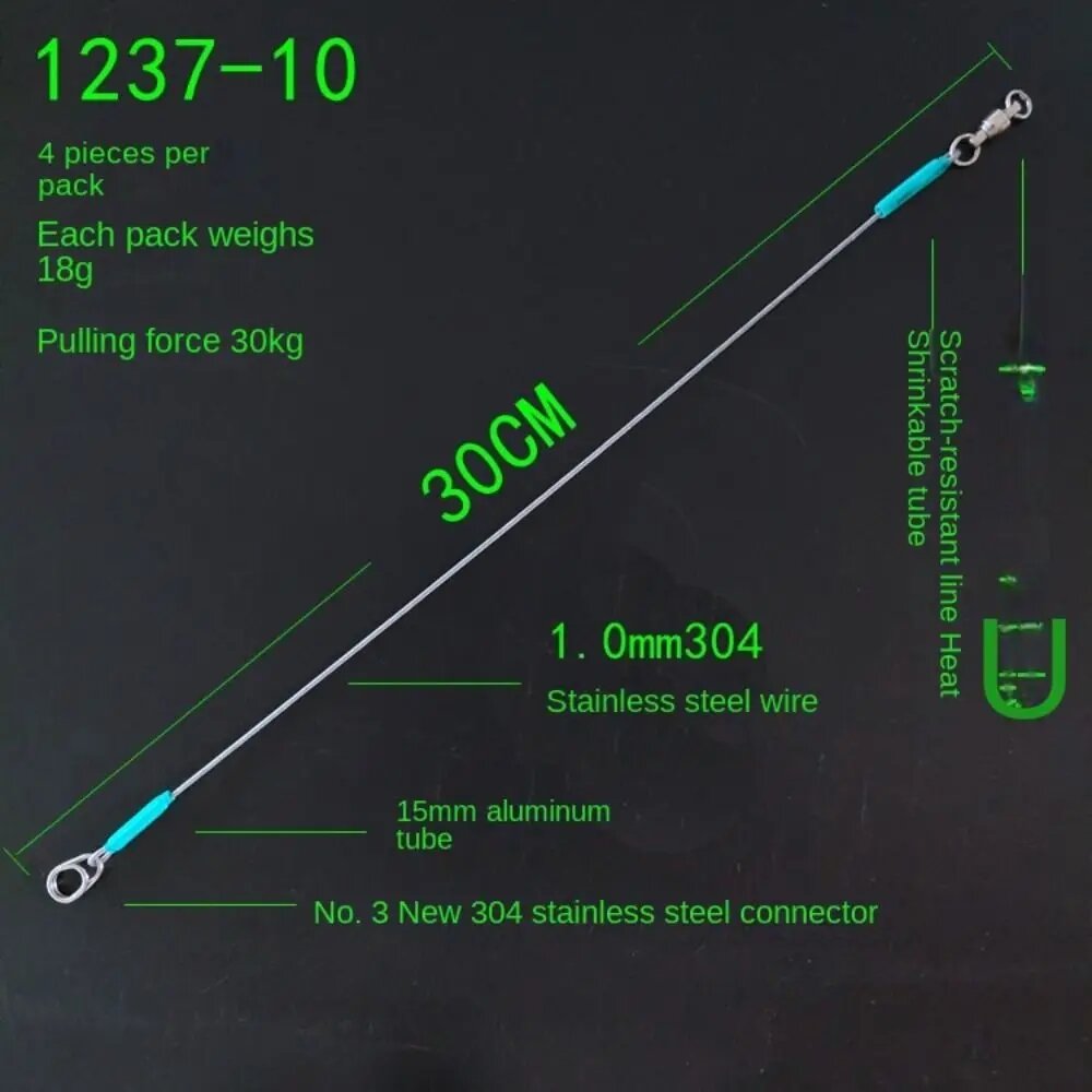 2024 7*7 нитей, рыболовная свинцовая леска, рыболовный крючок, нитка против укусов, трос, проволочный зажим, поводок, безопасная защелка для рыбалки