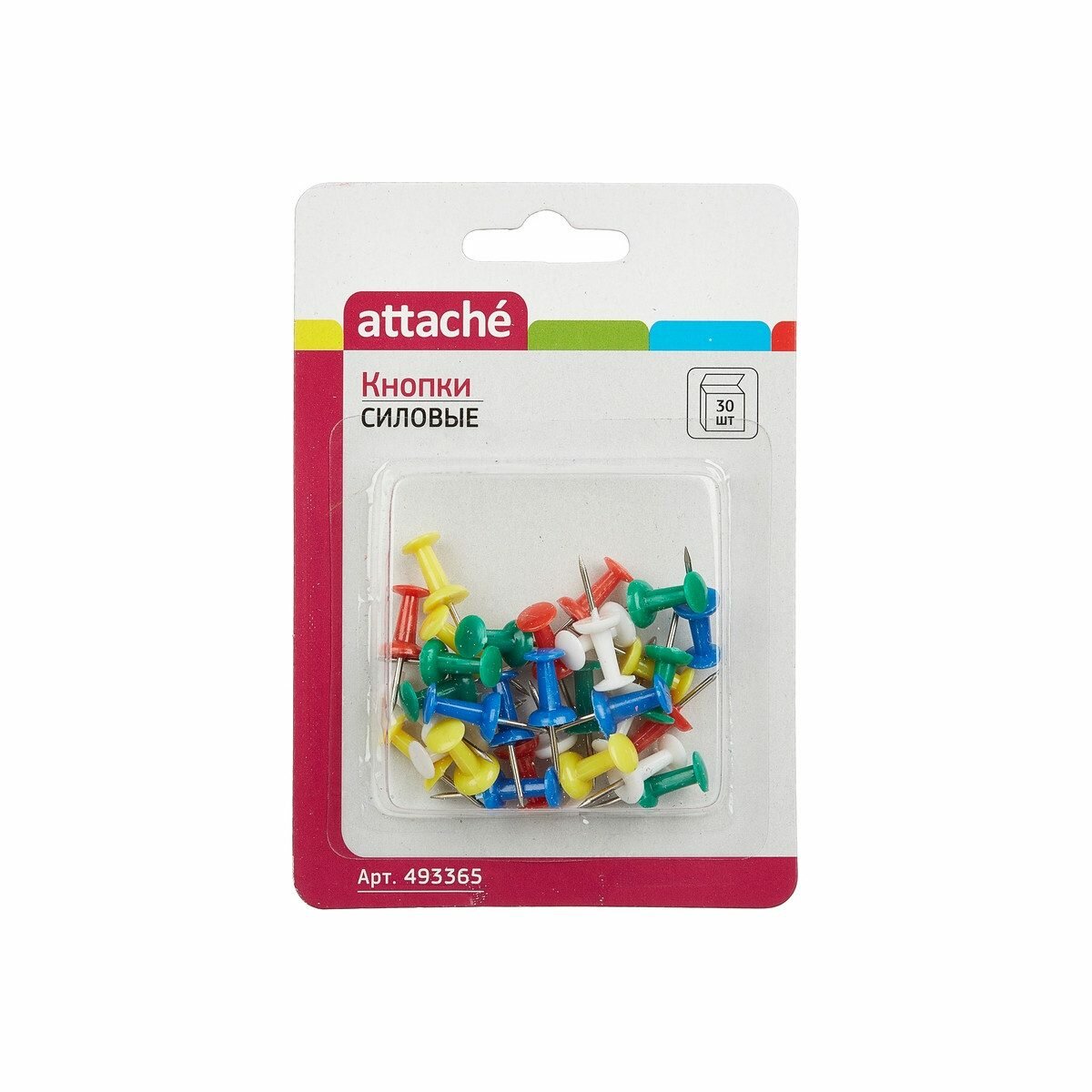 Кнопки силовые Attache, 22мм, цилиндр, цветные, 30шт.