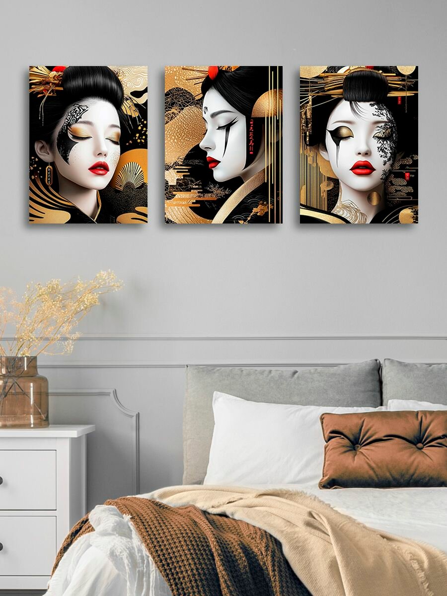 Комплект картин на холсте LOFTime 3 шт 30Х40 Гейша 3 К-1122-3040