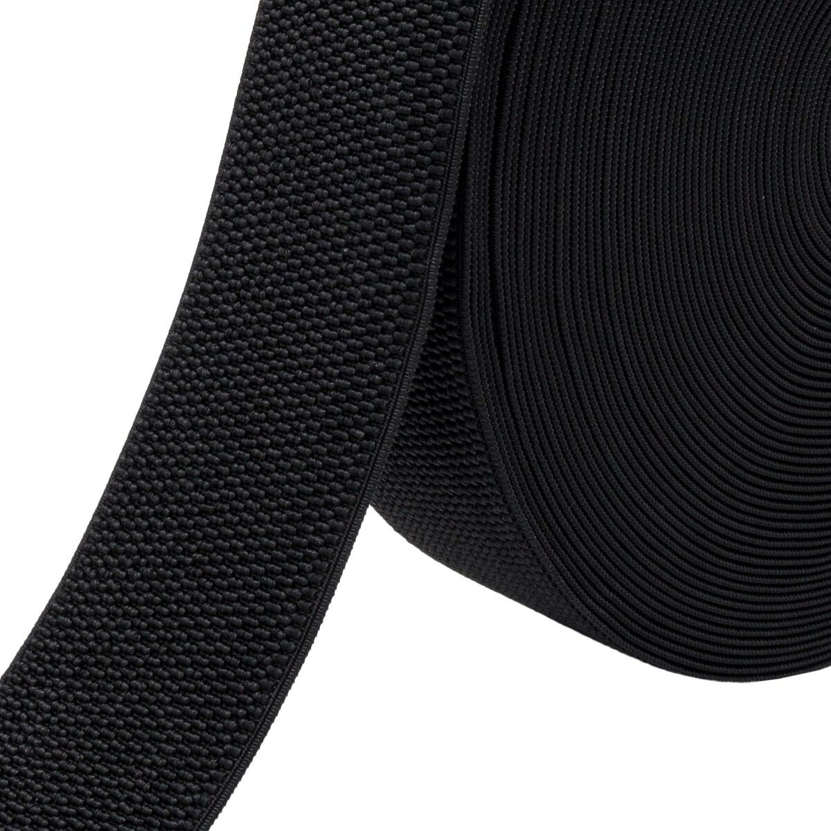 Резинка для шитья широкая, 60мм*25м, эластичность 200%, 37,8 г/м, 580 черный