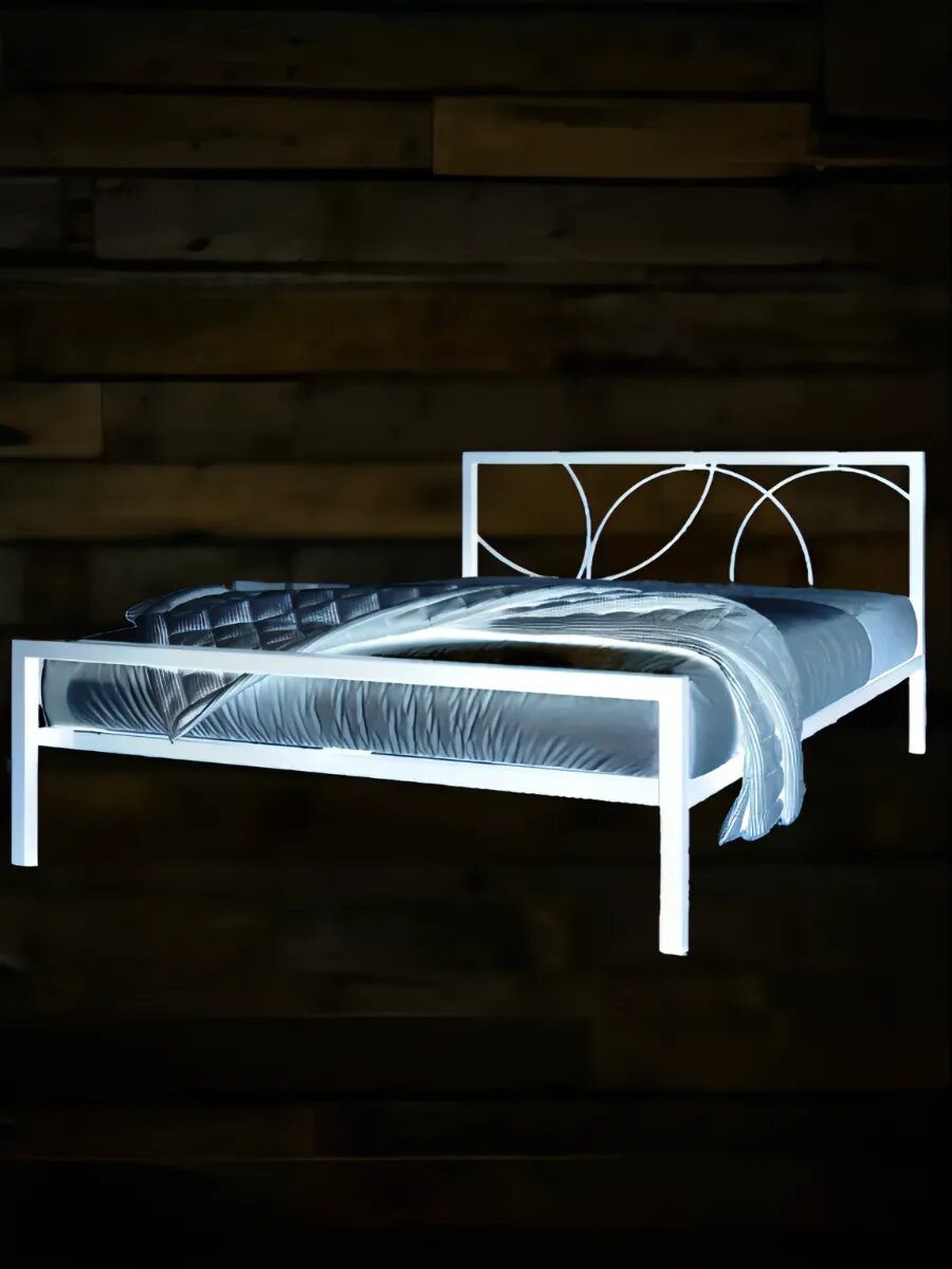 Кровать Loft Mebel "Злата", металлическая, 160x200х80 см, цвет белый муар